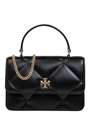 Tory Burch Kira Diamond Quilt Mini Top Handle Chain Wallet - Black