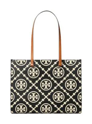 Tory Burch T Monogram Embossed Tote - Black/white