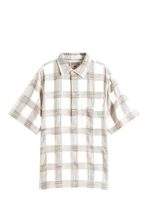 DUBBLEWARE Dobby Check Pullover Shirt - White