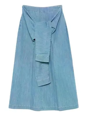 Fabiana Filippi Knot-detail Denim A-line Skirt - Blue