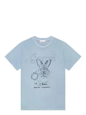 GANNI GANNI Bunny Print T-Shirt Blue