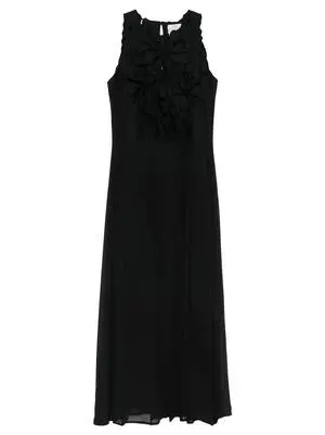 FORTE_FORTE Floral-embroidery Maxi Dress - Black