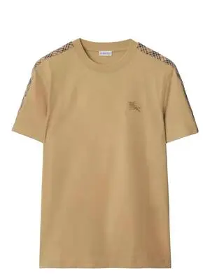 Burberry Checkered-trim Cotton T-shirt - Neutrals