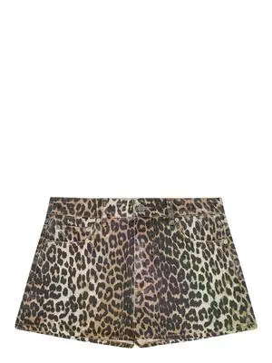 GANNI Leopard-print Shorts - Black
