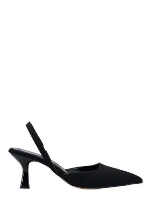 FOREVER & ALWAYS SHOES Forever & Always Shoes Rae Slingback Kitten Heel Pumps Black Satin