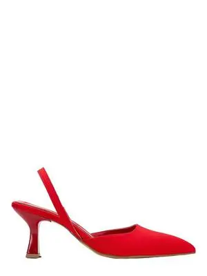 FOREVER & ALWAYS SHOES Forever & Always Shoes Rae Slingback Kitten Heel Pumps Red Suede Faux Leather