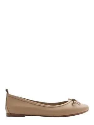 FOREVER & ALWAYS SHOES Florence Ballerina Flats - Cream Beige Leather