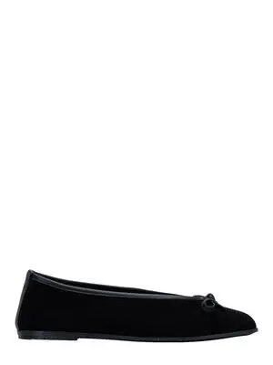 FOREVER & ALWAYS SHOES Forever & Always Freya Leather Ballerina Flats - Black Suede Leather