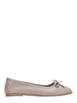 FOREVER & ALWAYS SHOES Brooklyn Ballerina Flats - Dark Beige Leather