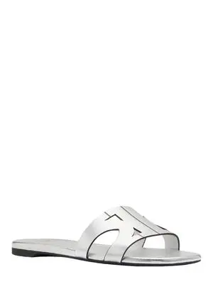 Kate Spade New York Kate Spade New York Duo Smooth Leather Slide Sandal Silver