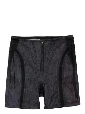 MUGLER Panelled High-waisted Shorts - Blue