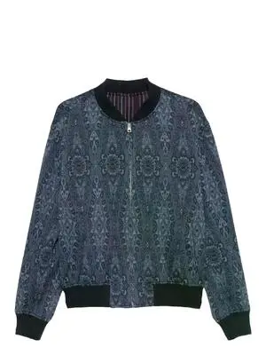 Etro Patterned Jacquard Bomber Jacket - Blue