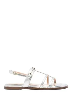 TWINSET Oval T-plaque Flat Sandals - Silver