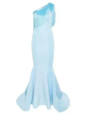 AAVVA One-shoulder Fringe Gown - Blue