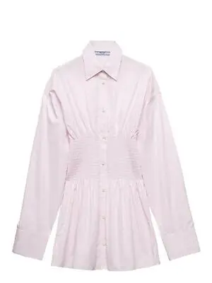Prada Smocked-waist Cotton Poplin Shirt - Pink