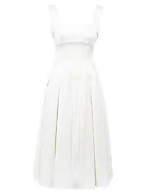 House Of Cb Isabeau Square-neck Satin Midi Dress - Ivory