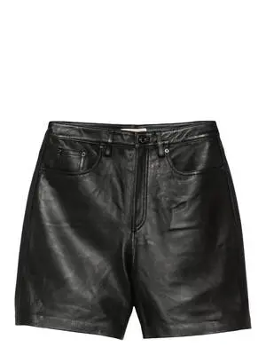 Michael Kors Leather Boyfriend Shorts - Black