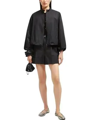 Moncler Moncler Zip-Up Band-Collar Jacket Black