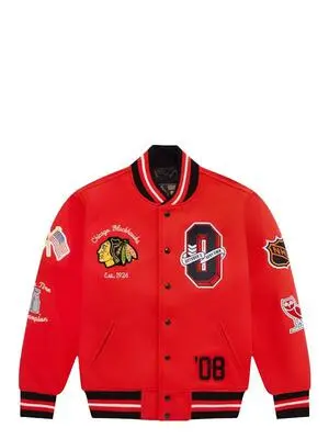 OVO X Nhl Chicago Blackhawks Varsity Jacket - Red