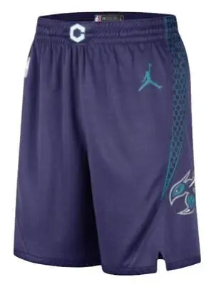 JORDAN Charlotte Hornets Statement Edition Shorts - Purple/white/teal