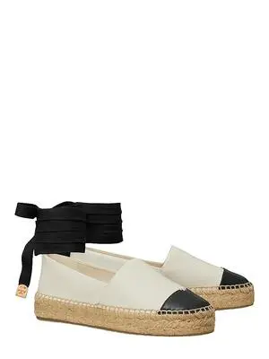 Tory Burch Cap-Toe Espadrilles Light Cream