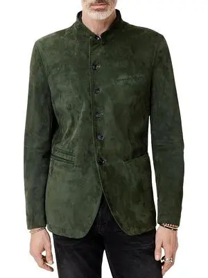 John Varvatos Varick Suede Slim Fit Jacket - Moss