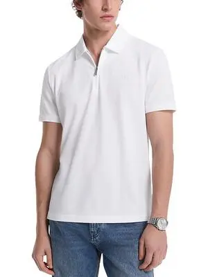 Michael Kors Sleek Pique Zip Polo Shirt - White