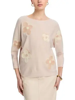 SIONI Floral Dolman Sleeve Sweater - Winter White