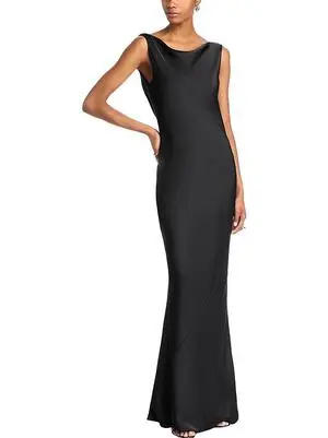Norma Kamali Sleeveless Draped Gown - Black