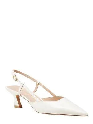 STUART WEITZMAN Vinnie 50 Slingback Kitten Heels Cream