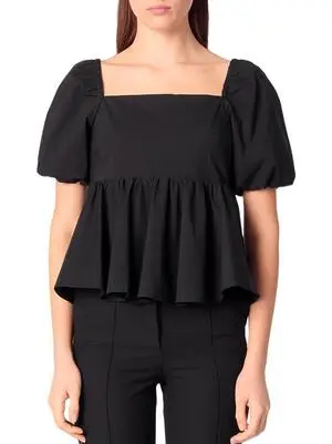 Maje Poplin Balloon Sleeve Top - Black