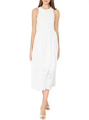 MILLY Embroidered Eyelet Dress - Ecru