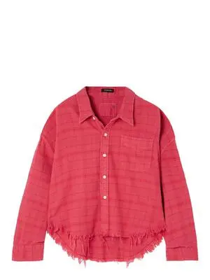 R13 Frayed Checked Cotton-flannel Shirt - Red
