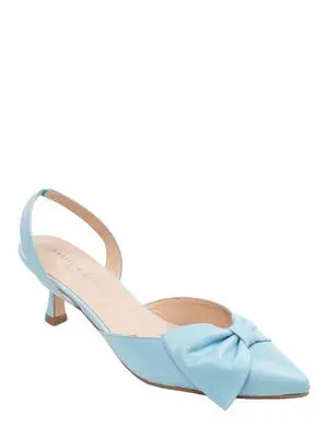 PATRICIA GREEN London Bow Pointed-toe Slingback Pumps - Sky Blue Leather
