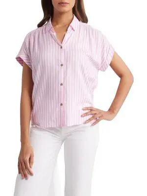 BEACHLUNCHLOUNGE Beachlunchlounge Darby Short Sleeve Shirt Ocean Pink