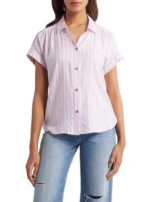 BEACHLUNCHLOUNGE Beachlunchlounge Darby Short Sleeve Shirt Pastel Lavender
