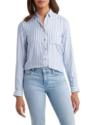 BEACHLUNCHLOUNGE Beachlunchlounge Candace Striped Button-Up Shirt Blue Poppy
