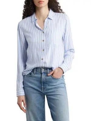 BEACHLUNCHLOUNGE Beachlunchlounge Candace Striped Button-Up Shirt Moscow Lilac