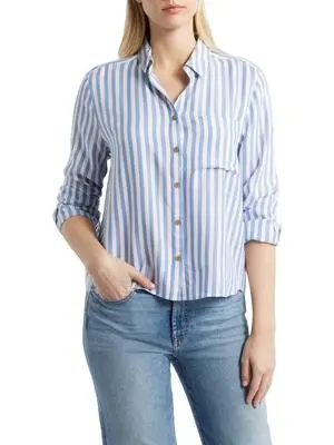 BEACHLUNCHLOUNGE Beachlunchlounge Candace Striped Button-Up Shirt Slate Blue