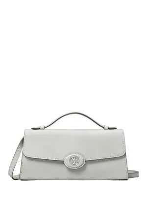 Tory Burch Robinson Spazzolato Top Handle Crossbody - Light Granite