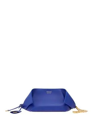 FERRAGAMO Gancini Chain Folded Clutch Blue