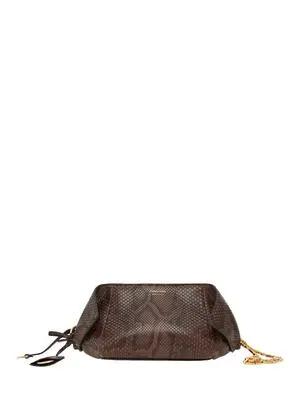 FERRAGAMO Gancini Chain Folded Clutch Brown