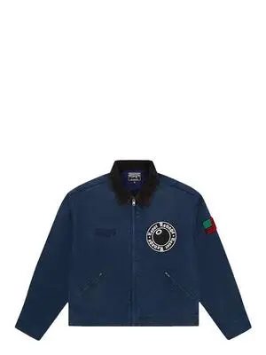 DENIM TEARS X Stussy Never Renege Canvas Work Jacket - Navy Blue/black