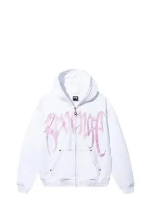 REVENGE Xxxtentacion Kill Contrast Zip Hoodie - White/pink