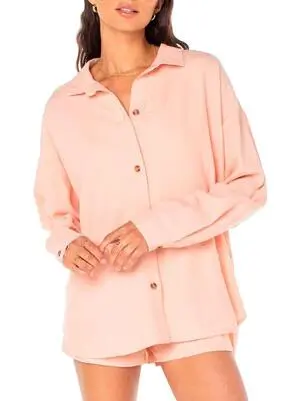 Roxy Morning Time Linen Blend Shirt - Rose Cloud Solid