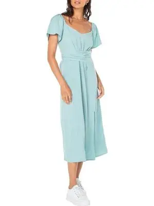 Roxy Bungalow Bliss Tie Back Midi Dress - Aquifer Solid