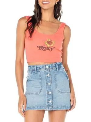 Roxy Valmos Rib Crop Tank - Sugar Coral Solid