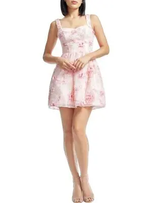Dress The Population Melanie Embellished Floral Appliqué Minidress - Soft Pink Multi
