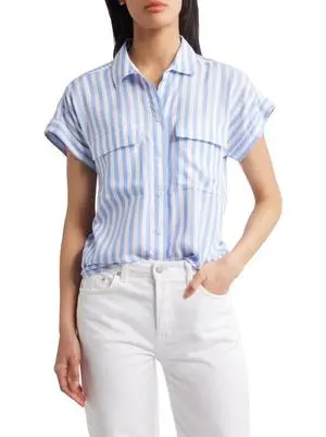 BEACHLUNCHLOUNGE Kaiana Stripe Button-up Shirt - New Glacier