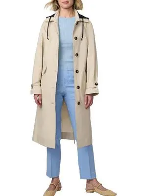 Bernardo Convertible Classic Trench Coat With Quilted Vest - Bone